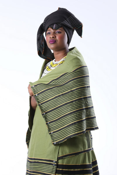 Xhosa uMbhaco set of clothing, ibayi soze cotton fabric set – The Wild ...