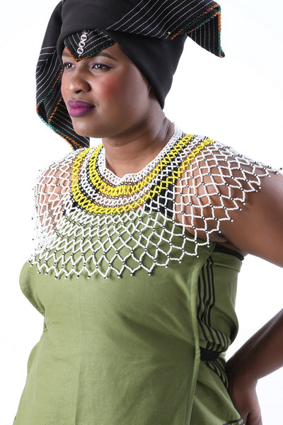 Xhosa uMbhaco set of clothing, ibayi soze cotton fabric set – The Wild ...