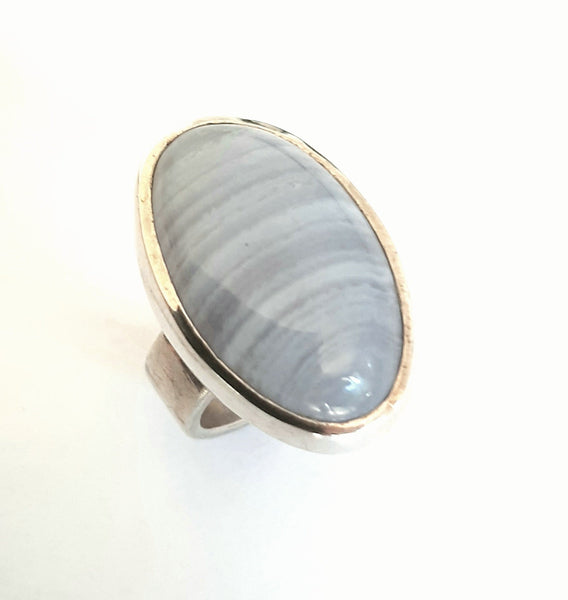UNIQUE ONE OFF DESIGNS! Blue agate ring set on sterling silver – The ...